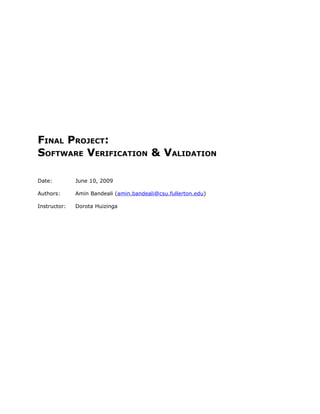 SOFTWARE VERIFICATION & VALIDATION | PDF