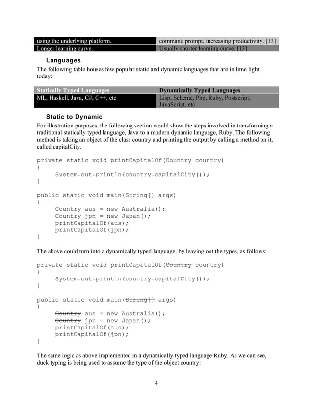 Maintenance of Dynamically vs. Statically typed Languages | PDF
