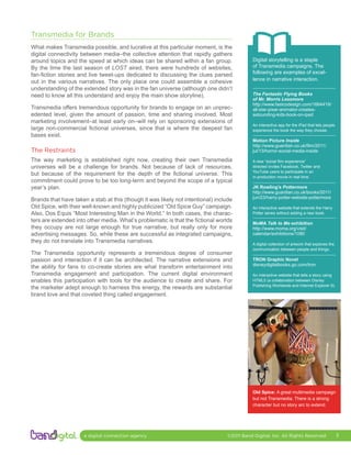 Transmedia: What it Means for Brands | PDF | Home Entertainment Systems | Consumer Electronics
