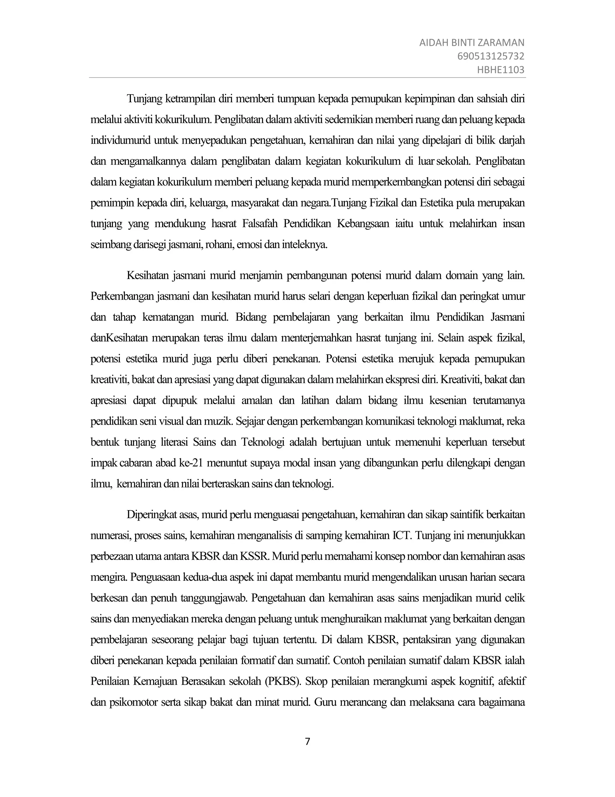 Banding beza kurikulum bersepadu sekolah rendah | DOCX