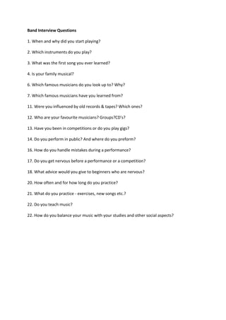 Band interview questions | PDF
