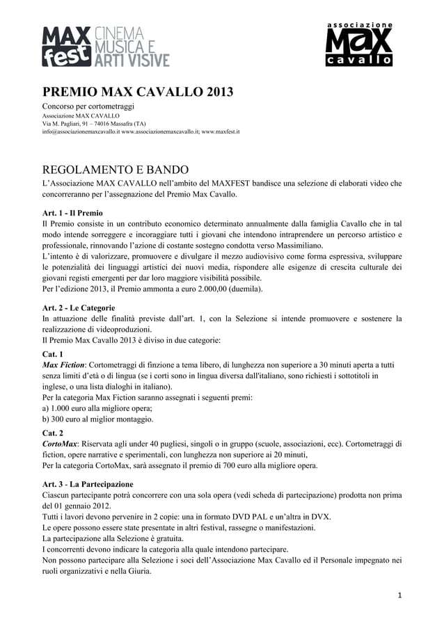 Bando premio-maxcavallo-2013 | PDF