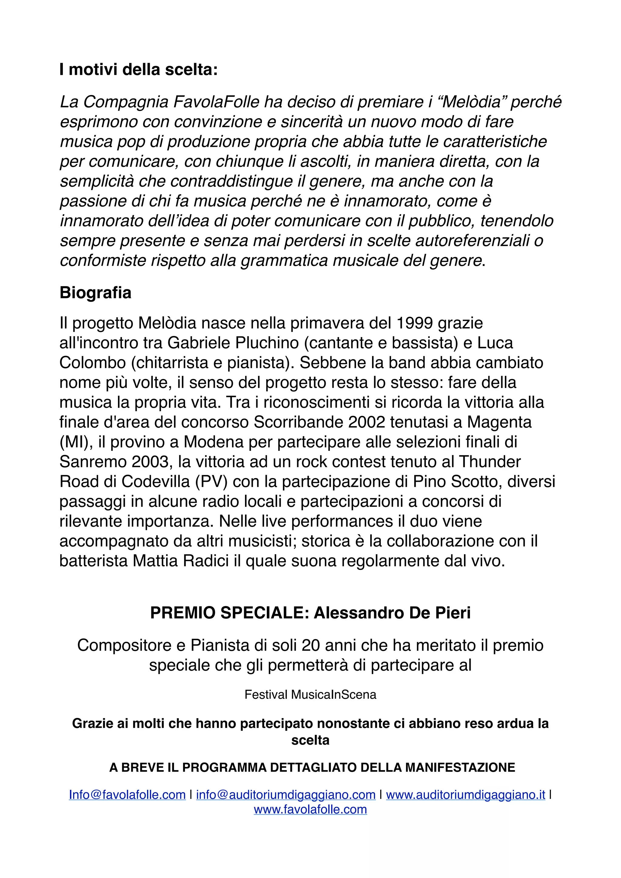 Bando vincitori favola folle | PDF