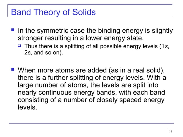 Band theory of solids | PPT | Chemistry | Science