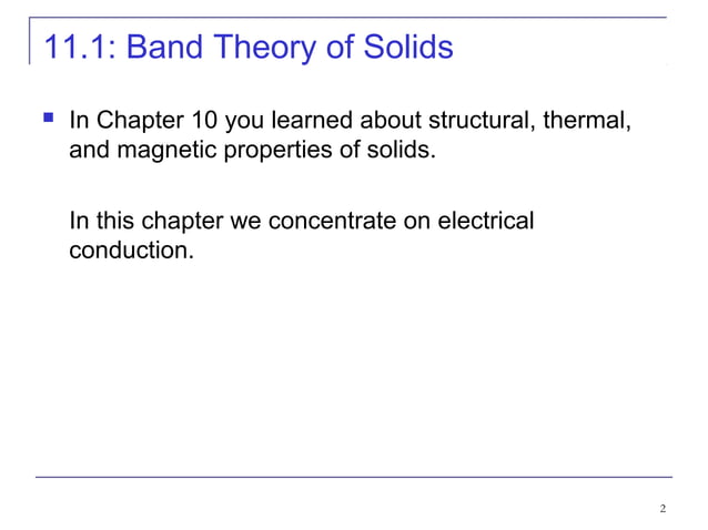 Band theory of solids | PPT | Chemistry | Science