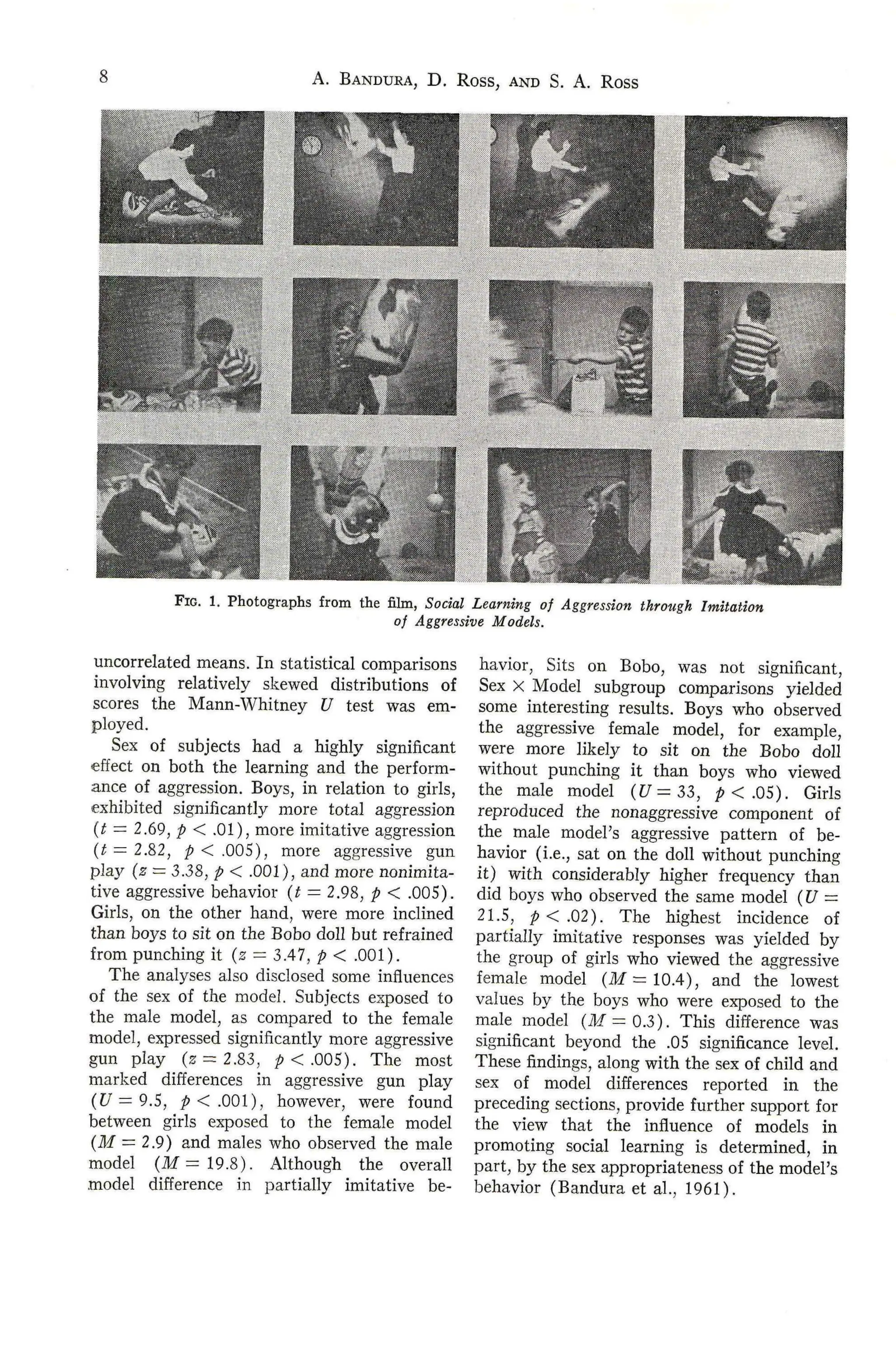 Bandura, Ross i Ross (1961) experiment pdf | PDF