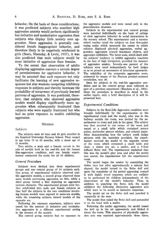 Bandura, Ross i Ross (1961) experiment pdf | PDF