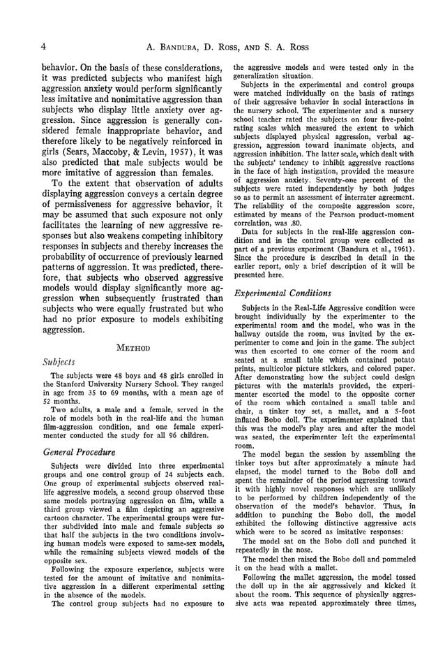 Bandura, Ross i Ross (1961) experiment pdf | PDF | Model Toys | Hobbies ...