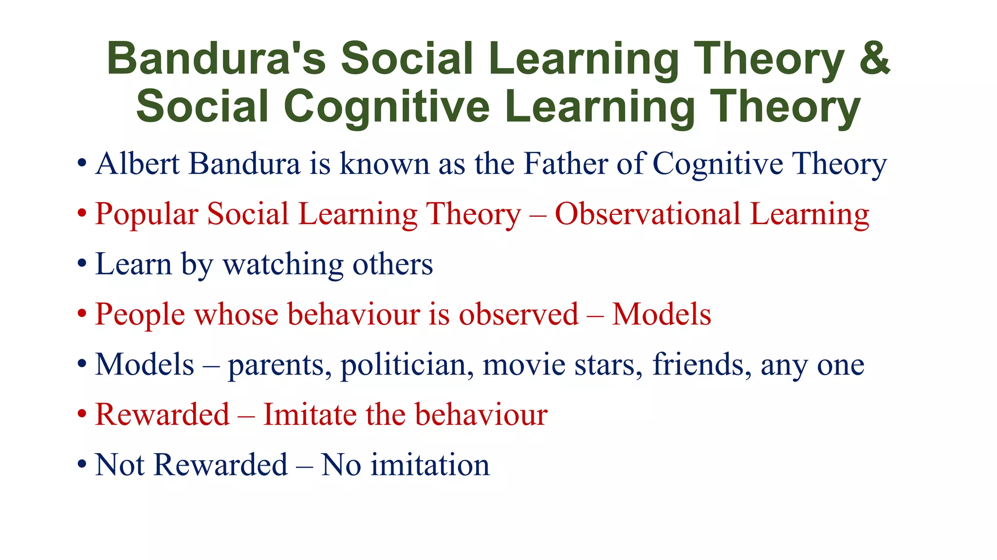 Bandura's social learning theory & social cognitive learning | PPTX
