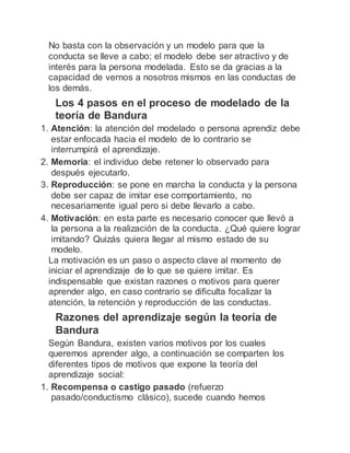 Bandura y conductismo | DOCX