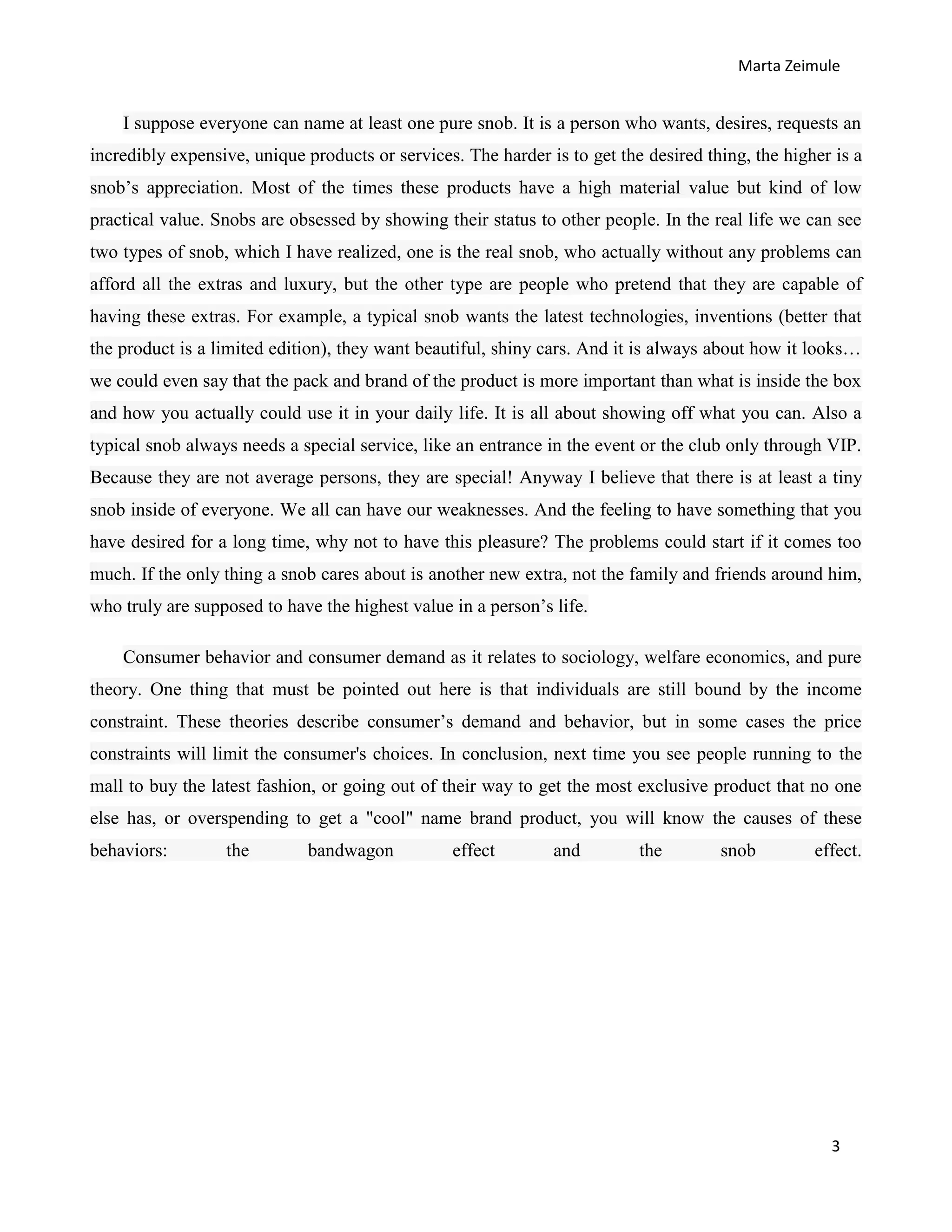 Bandwagon effect and snob effect | DOCX