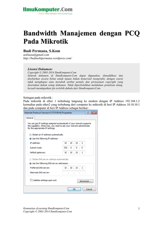 Bandwidth Manajemen Dengan Pcq Pada Mikrotik Pdf