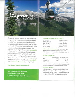 Banff Gondola Brochure Reading Skill Building | PDF