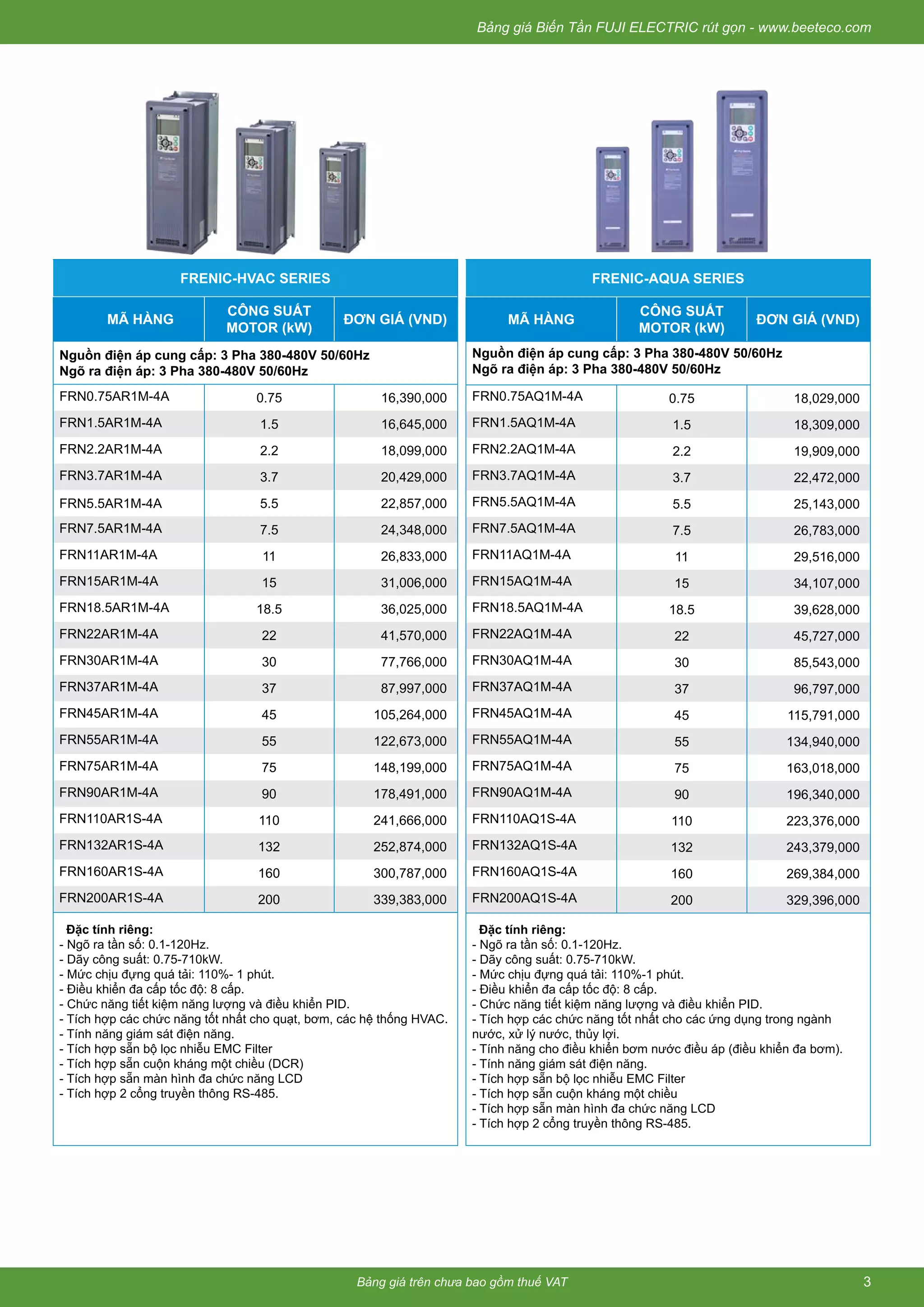 Bảng giá Biến tần Fuji Electric | PDF