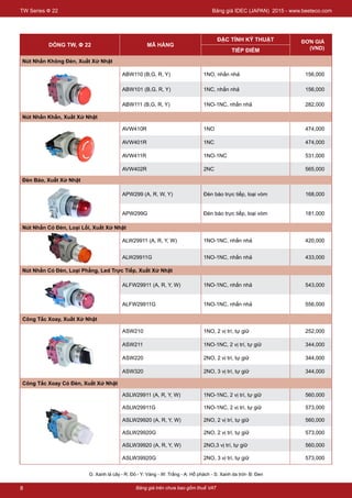 Bảng giá Đèn báo nút nhấn, Relay, Timer IDEC - Beeteco.com