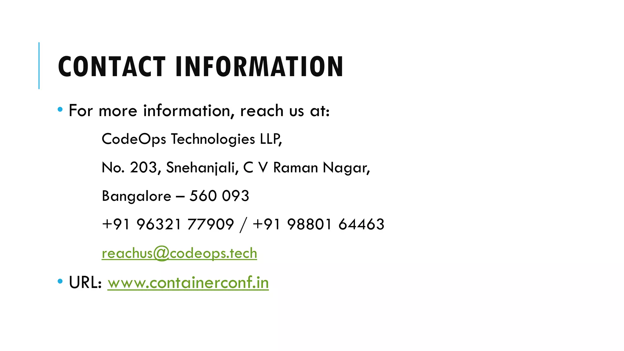 Bangalore Container Conference - Sponsor Deck | PDF