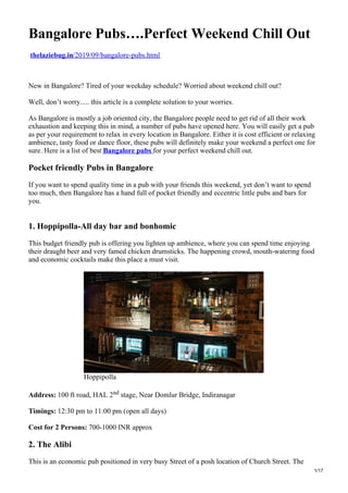 Bangalore pubs perfect weekend chill out | PDF