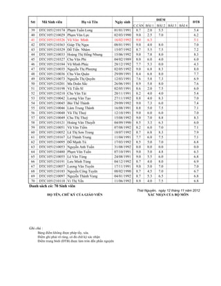 Bang diem tdt ts n03 | PDF