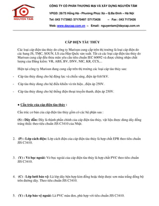 Bảng giá cáp tàu biển | PDF