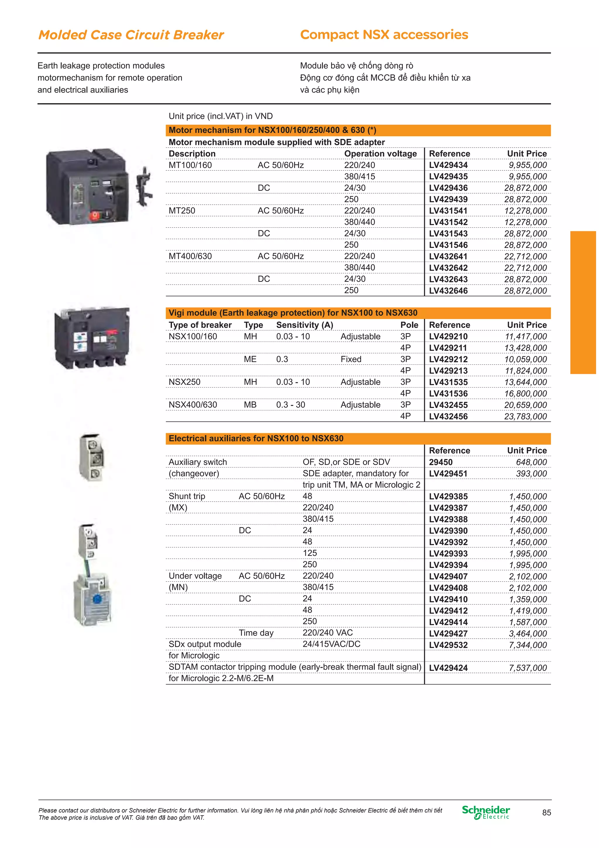 Bang gia mccb_compact_nsx_schneider_2012 | PDF