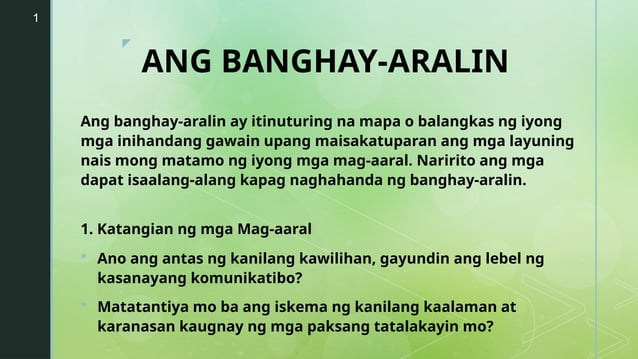 Ang Banghay Aralin - Powerpoint Presentation | PPTX