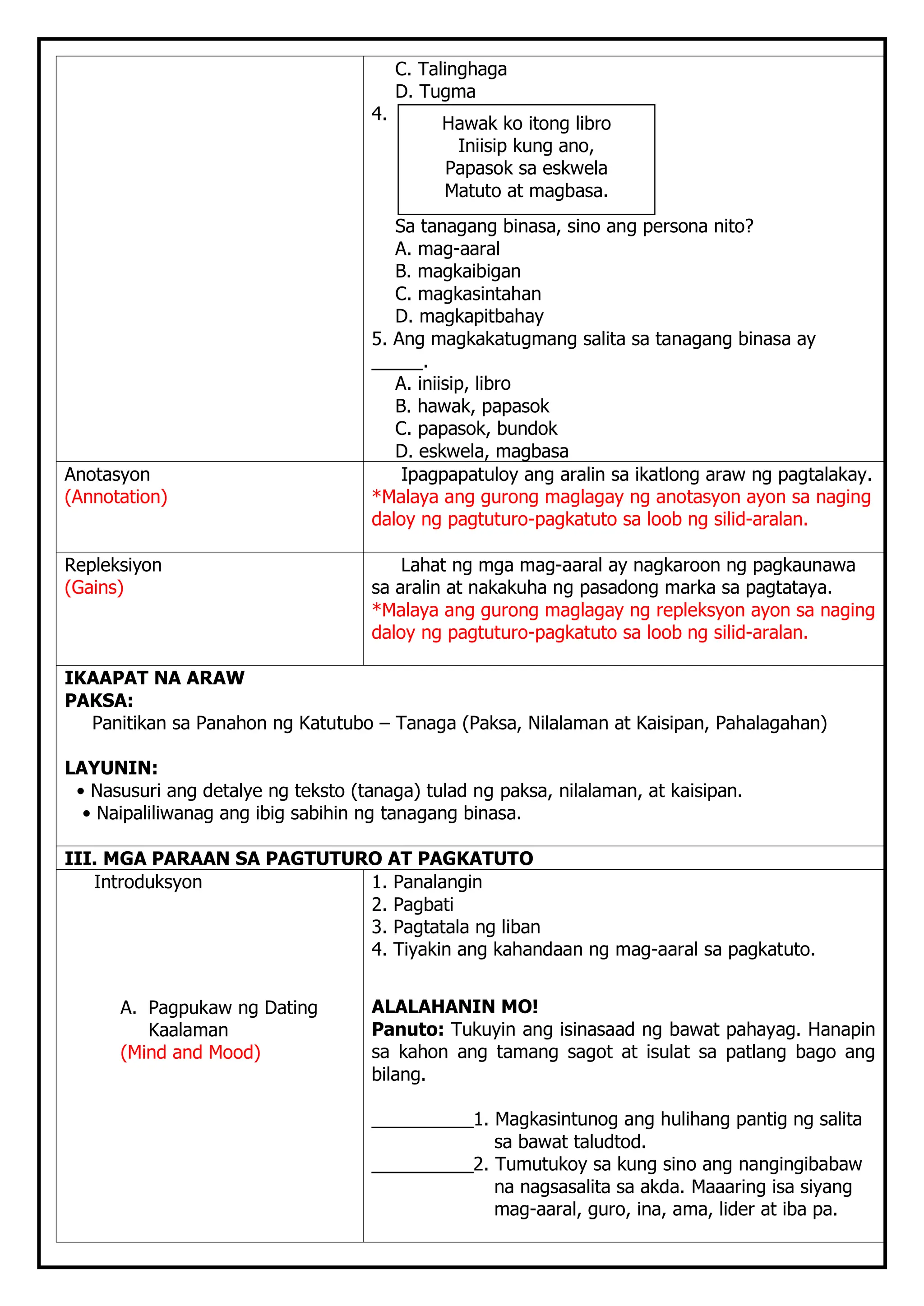 Banghay-aralin-sa-Filipino-7_MATATAG-Curriculum | PDF