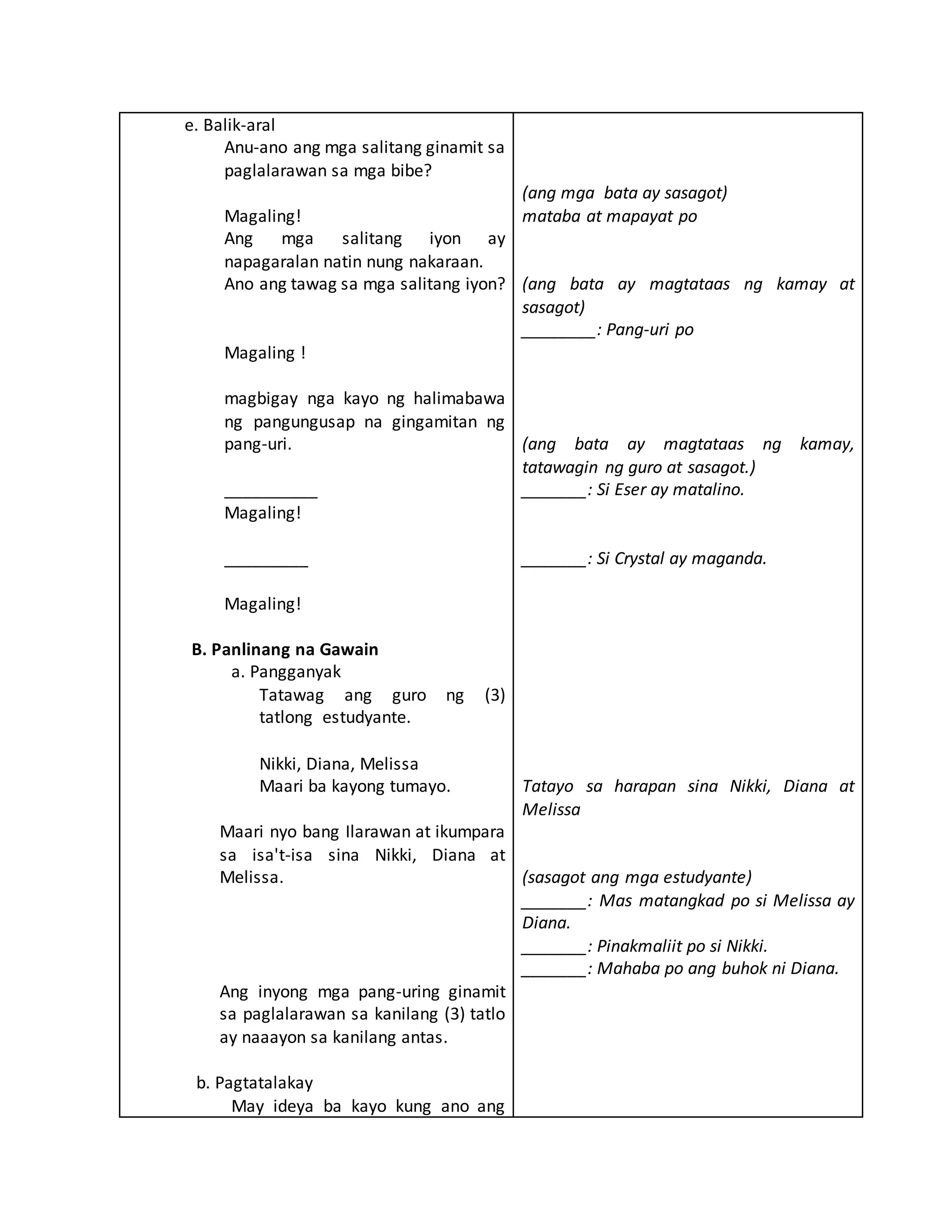 Banghay Aralin - Antas ng Pang-uri | DOCX
