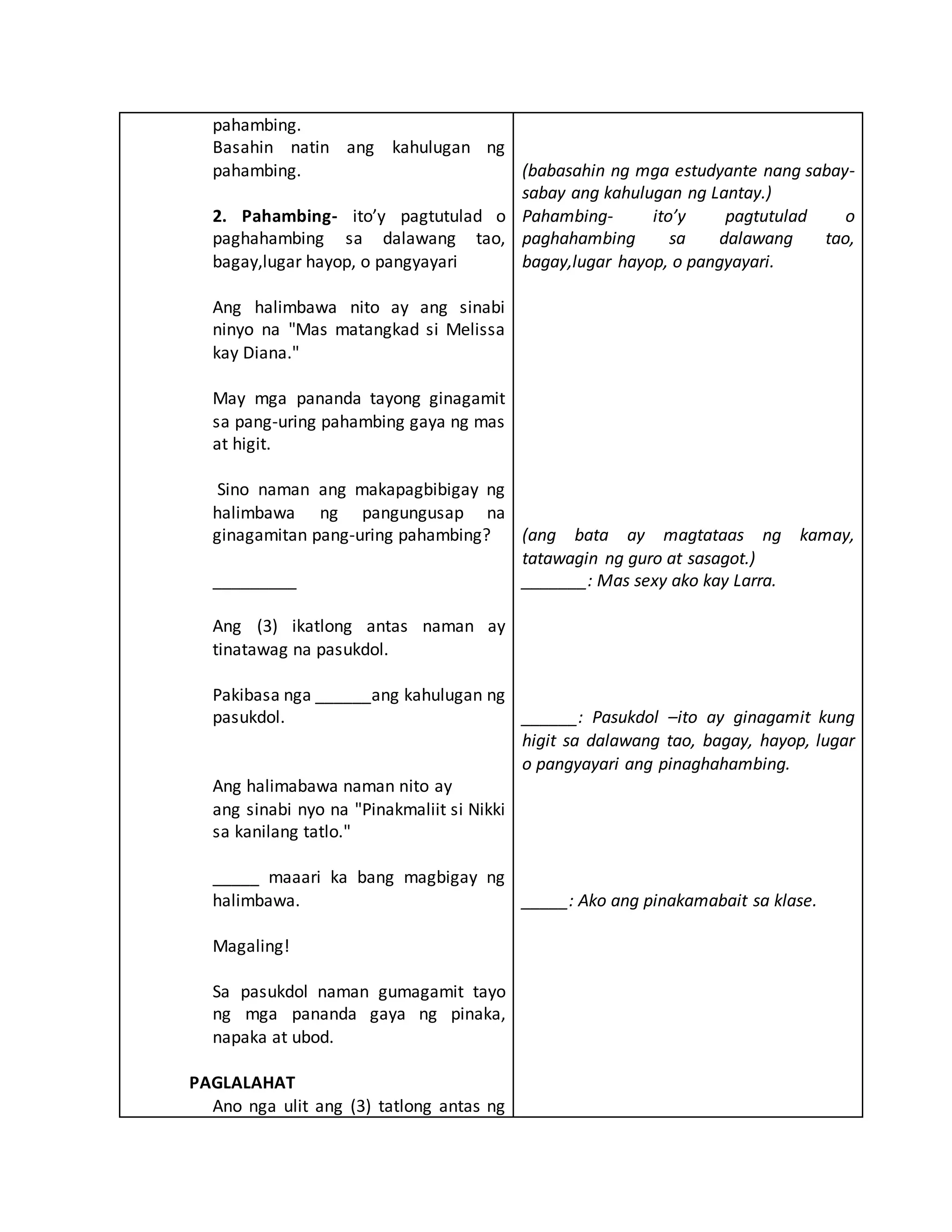 Banghay Aralin - Antas ng Pang-uri | DOCX