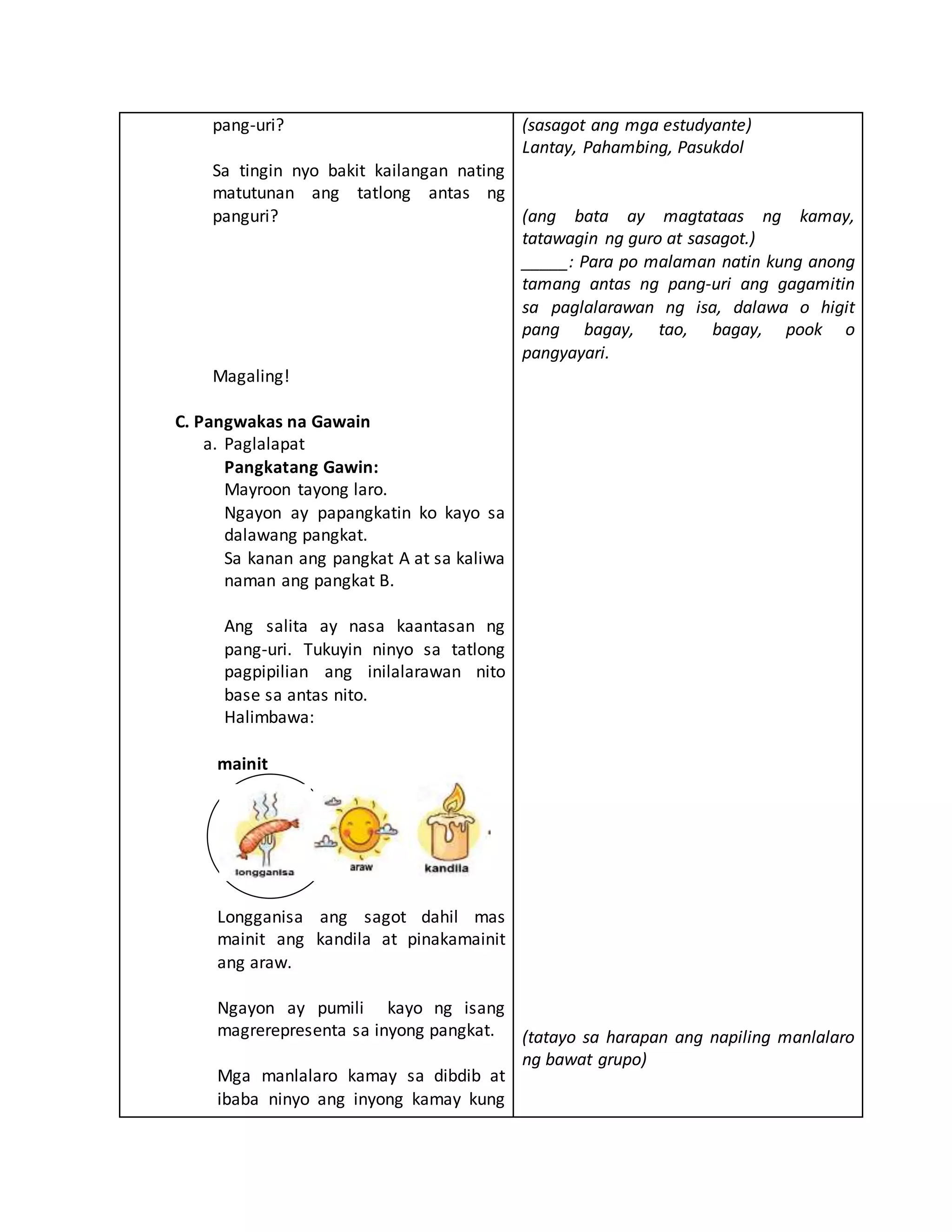 Banghay Aralin - Antas ng Pang-uri | DOCX