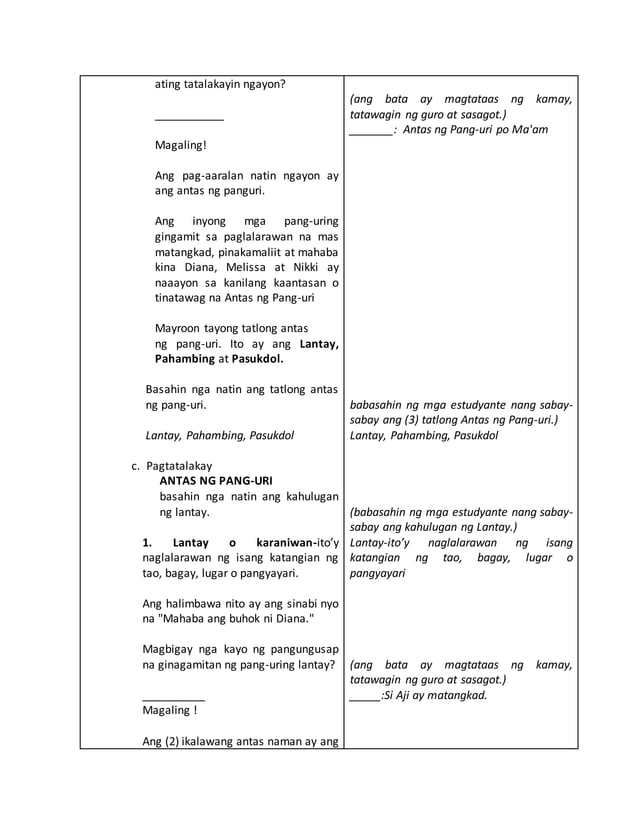 Banghay Aralin - Antas ng Pang-uri | DOCX