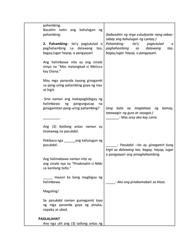 Banghay Aralin - Antas ng Pang-uri | DOCX