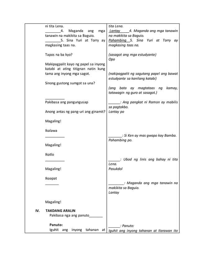 Banghay Aralin - Antas ng Pang-uri | DOCX