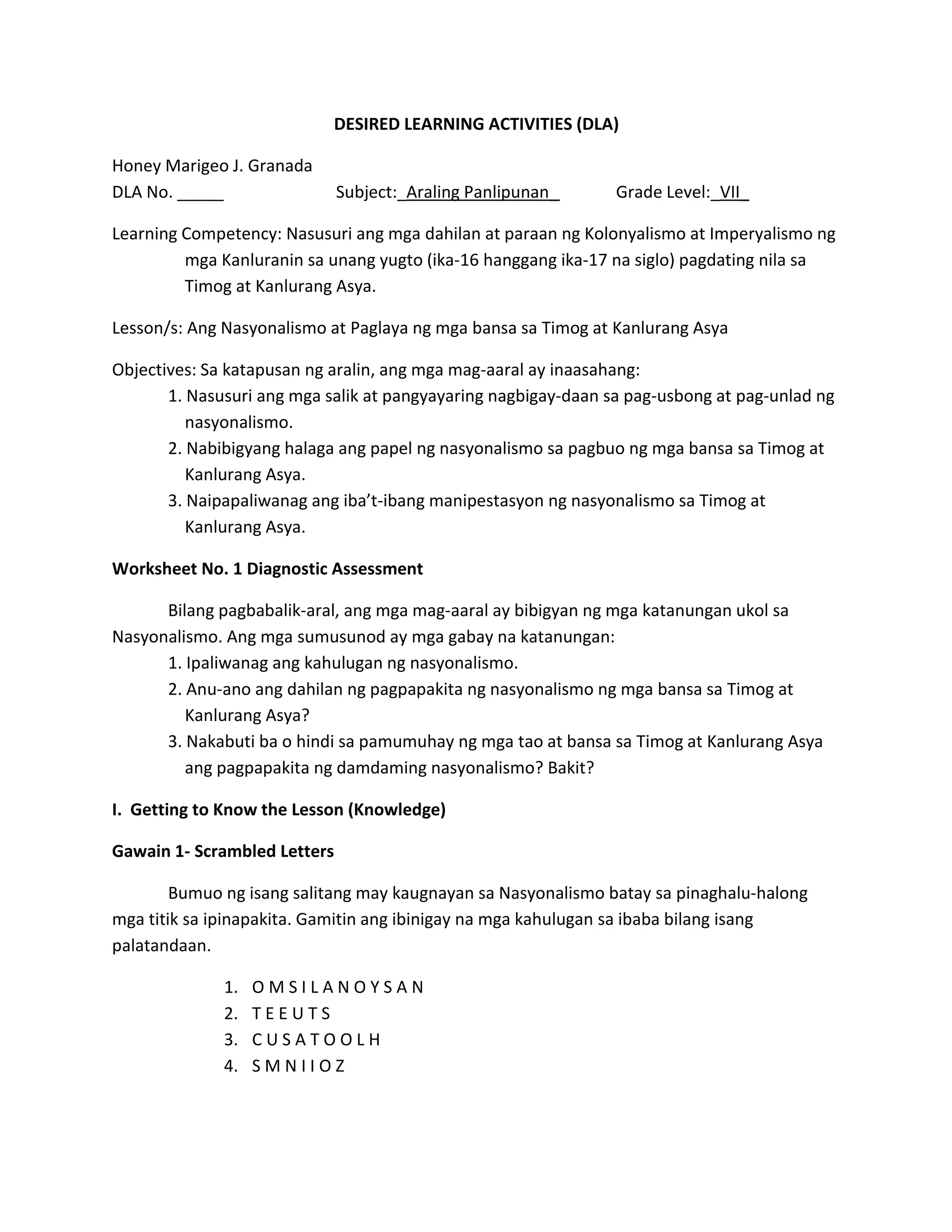 Banghay aralin sa araling panlipunan 7 | PDF