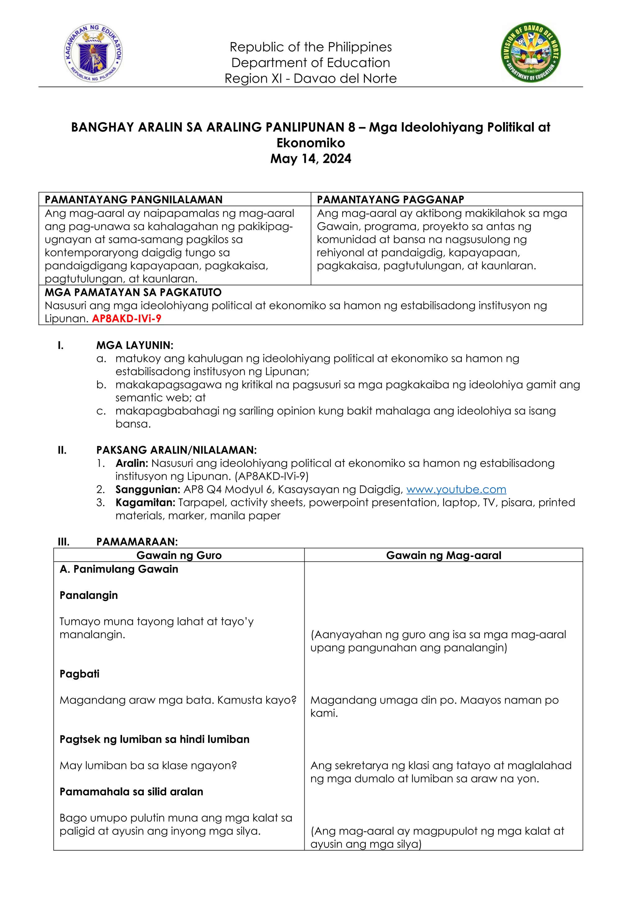 BANGHAY ARALIN SA ARALING PANLIPUNAN 8.docx