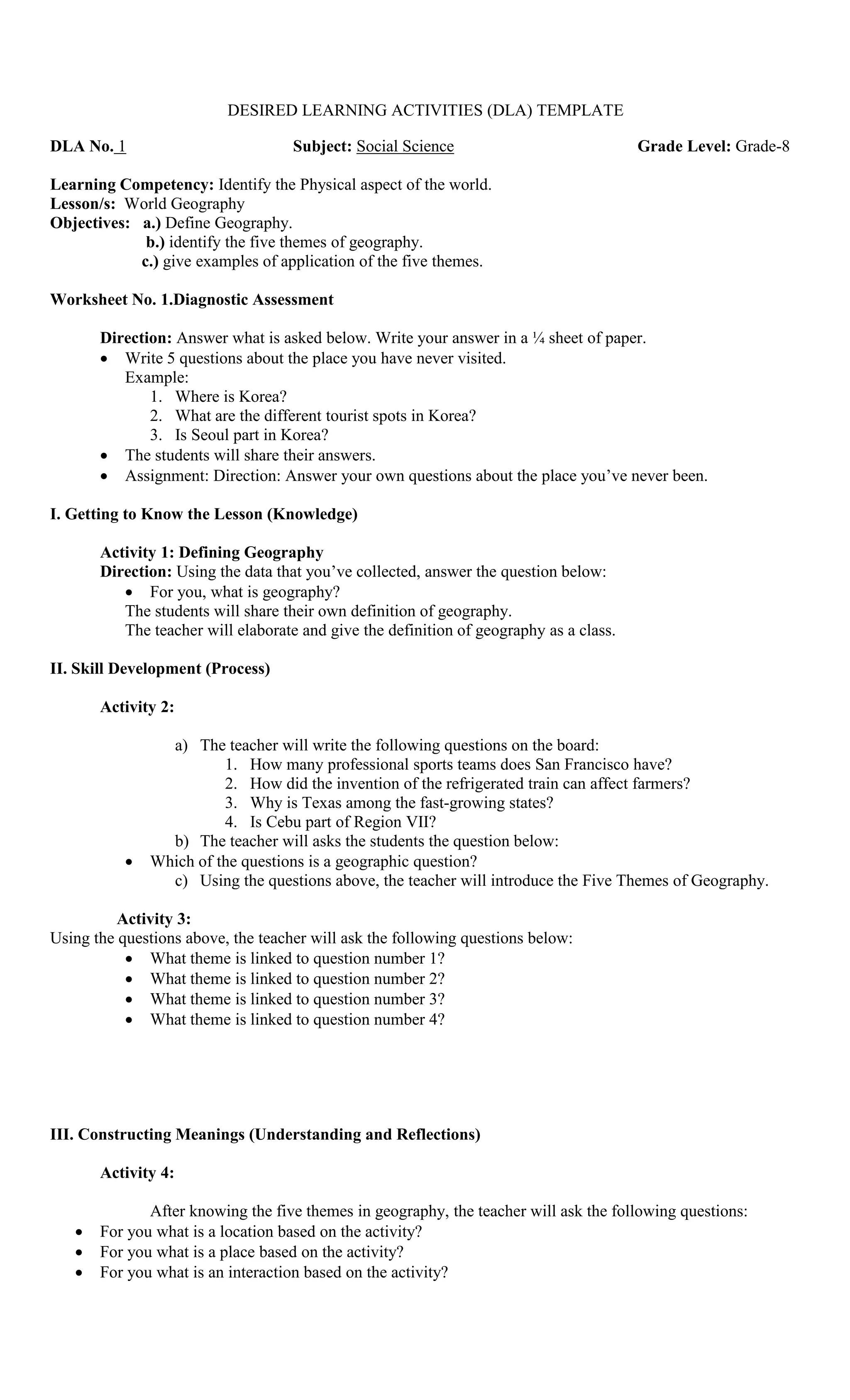 Banghay aralin sa araling panlipunan 8 | PDF