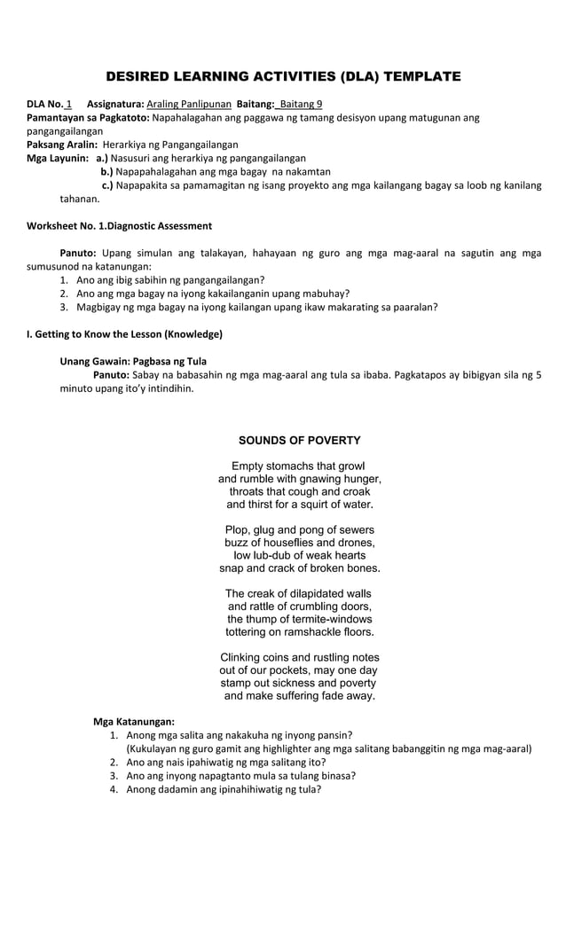 Banghay aralin sa araling panlipunan 9 | PDF