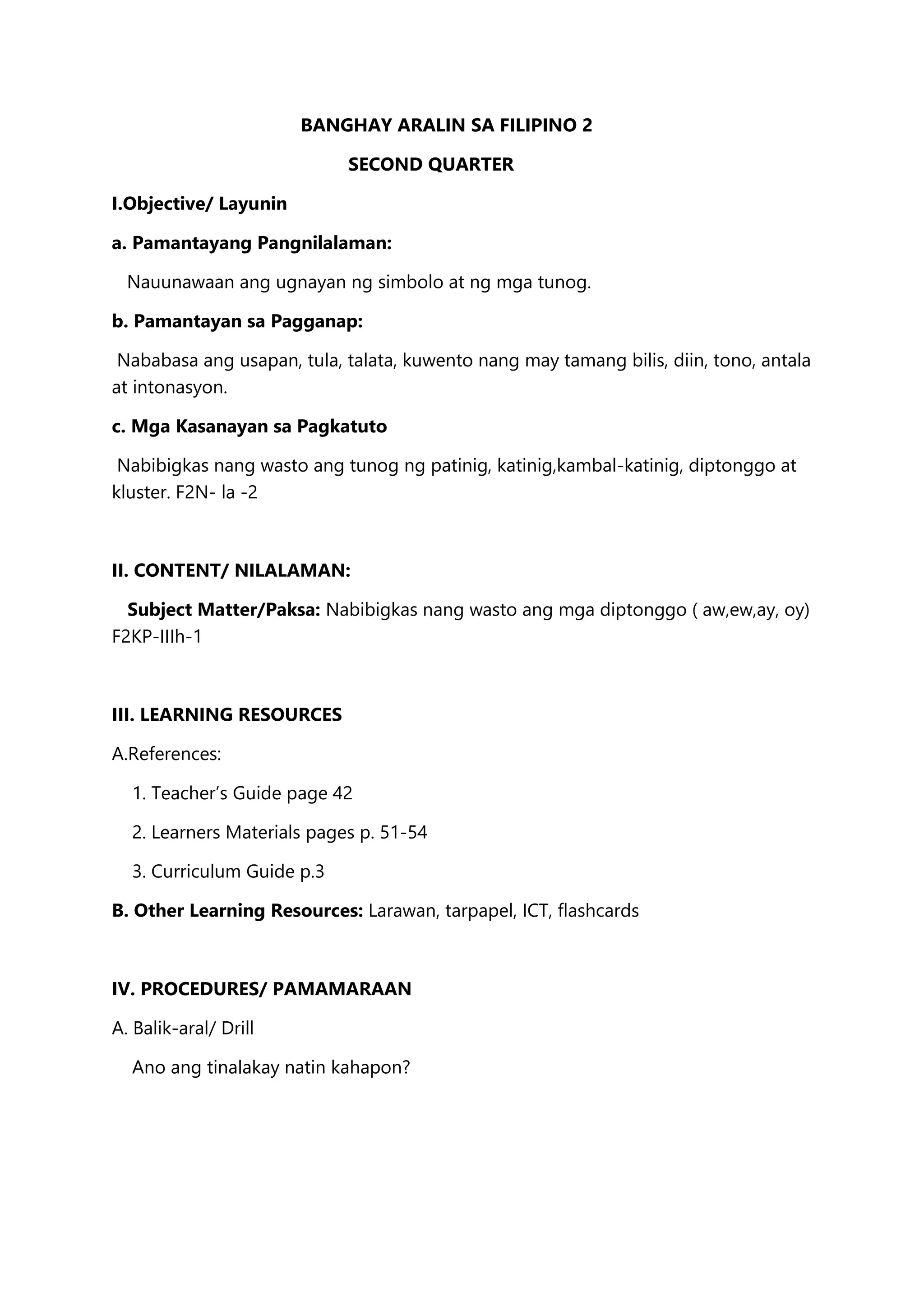 BANGHAY ARALIN SA FILIPINO 1 cot.docx