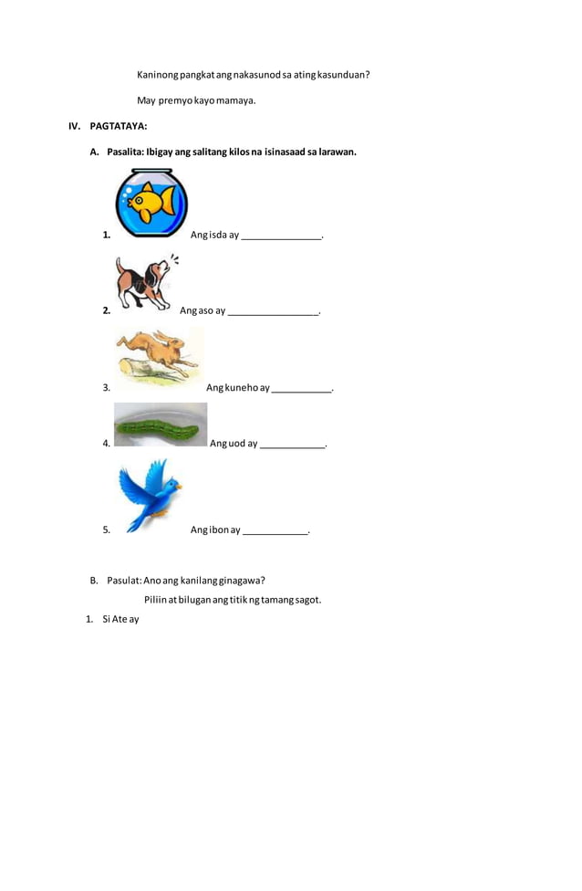 Banghay aralin sa filipino 1 salitang kilos | DOCX