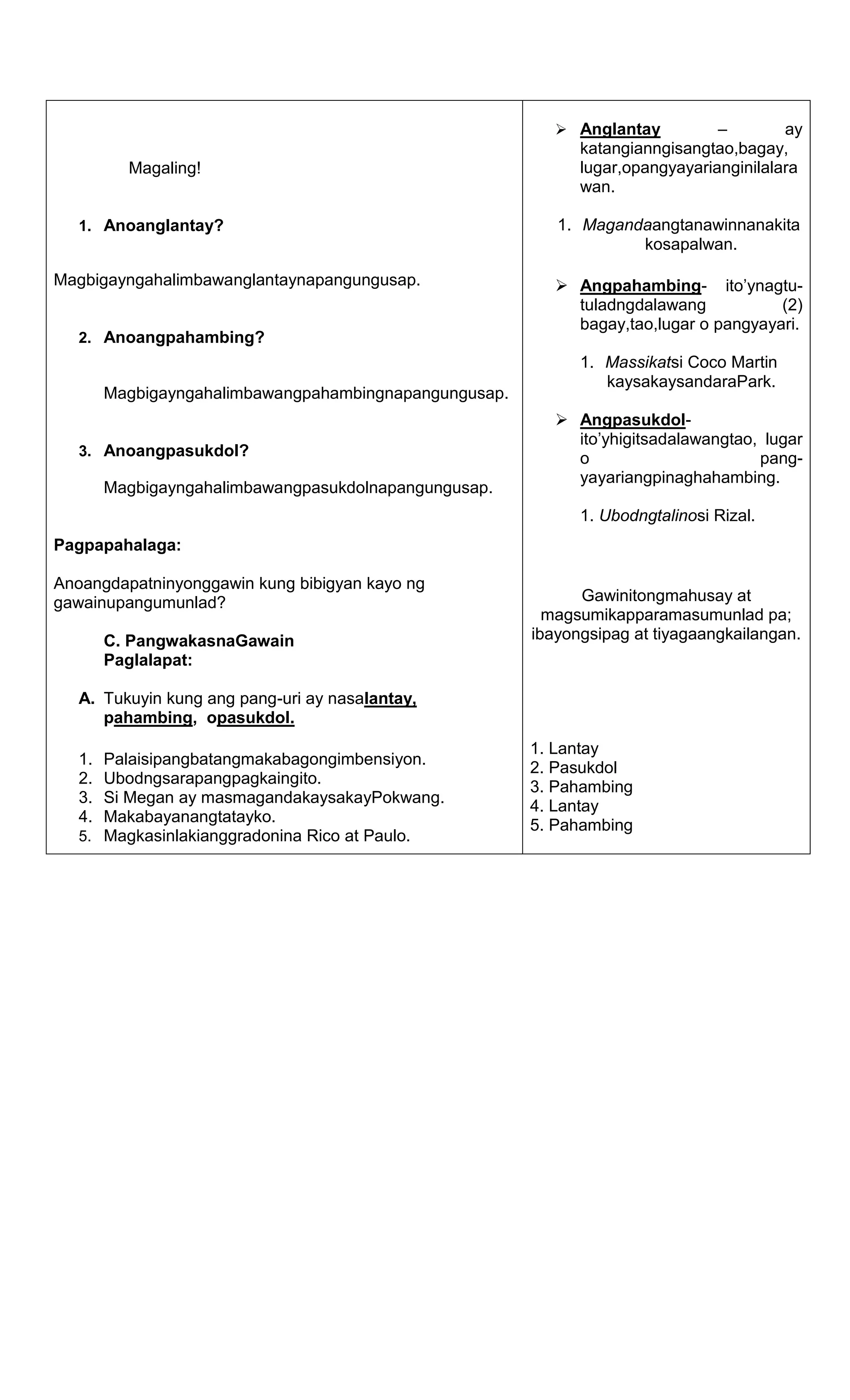 Banghay aralin sa filipino 5 | DOCX