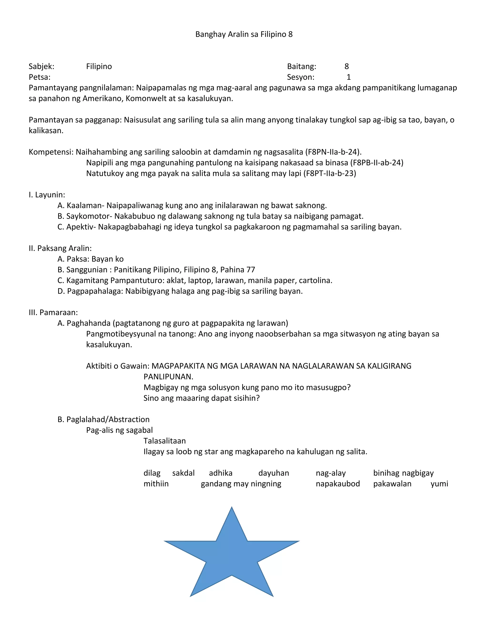 Banghay Aralin sa Filipino 8.docx