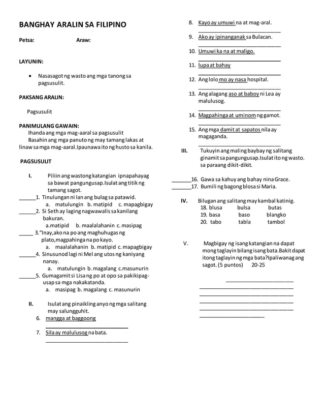 Banghay aralin sa filipino( 9 lessons)ikatlong markahan | DOCX