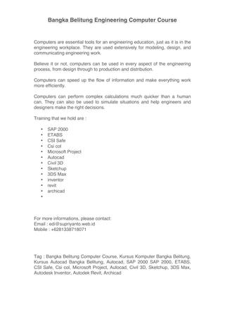 Bangka belitung engineering computer course | PDF