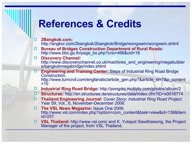 Bangkok Mega Bridge Project Management 2007 | PPT
