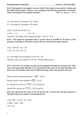 Bangladesh bank written math 2001 2018 [www.onlinebcs.com] | PDF