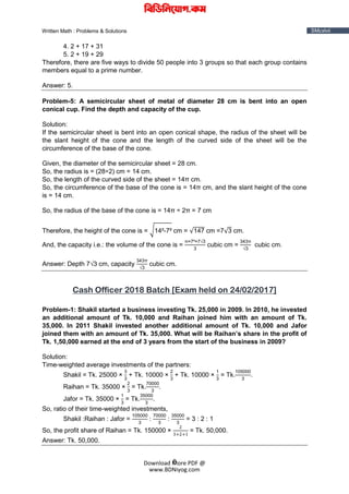 Bangladesh bank written maths 2010 2020 | PDF