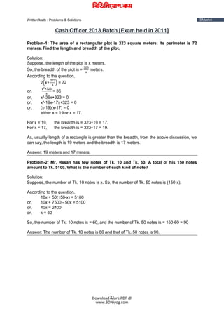 Bangladesh bank written maths 2010 2020 | PDF