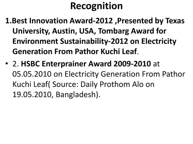 Dhaka | Aug-15 | Electricity Generation from Pathor Kuchi Leaf (PKL ...