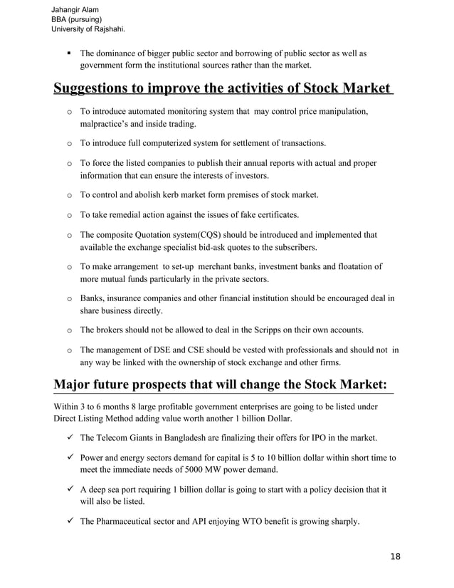 Bangladesh stock market | PDF | Stocks and Bonds | Personal Investing