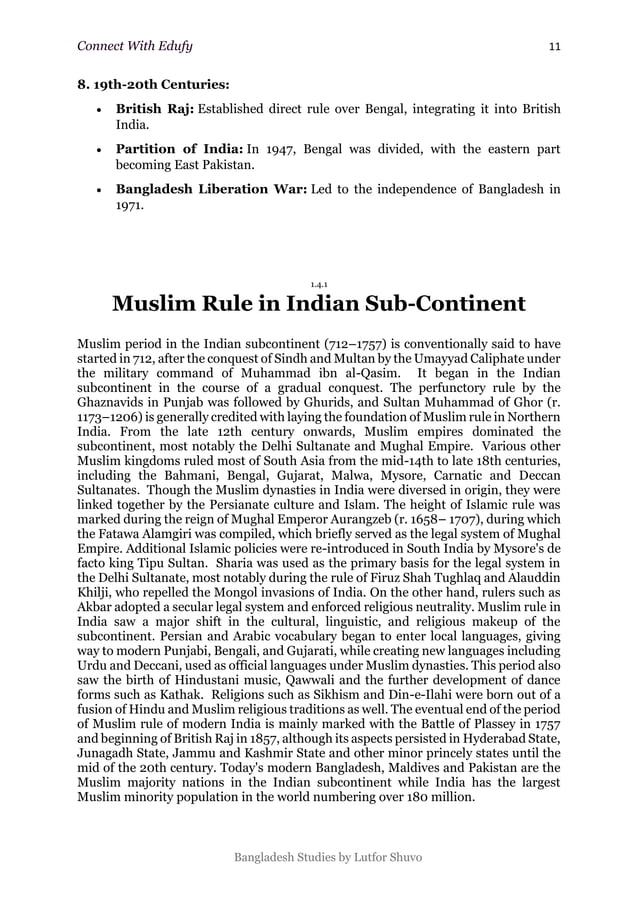 Bangladesh Studies by Lutfor Shuvo | University of Chittagong | PDF