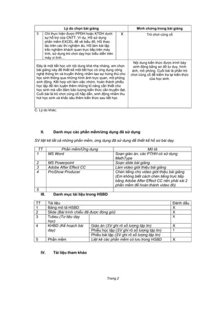 Bảng mô tả hồ sơ bài giảng | PDF